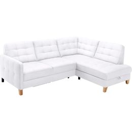 exxpo - sofa fashion Ecksofa &raquo;Elio, kompakt & bequem, zeitloses Design, Breite 228cm, L-Form&laquo; wahlweise mit Bettfunktion und Bettkasten wei&szlig; B/H/T: 