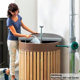 Beckmann Regentonnendeckel &raquo;Gr&ouml;&szlig;e 5&laquo; f&uuml;r Regenfass 800 l braun Aluminium, Holzwerkstoff &Oslash; 116cm