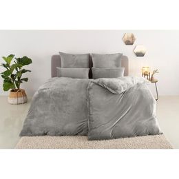 OTTO home Bettw&auml;sche &raquo;Desner3&laquo; 3 Bettw&auml;sche mit Rei&szlig;verschluss, Cashmere-Touch, kuschelig & weich grau Microfaser, Obermaterial: 100% Polyester B/L: 