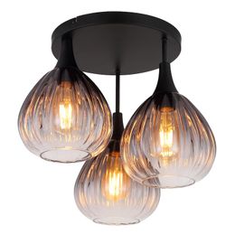 Globo LIGHTING Deckenleuchte &raquo;OLSEN&laquo; E27 1 Stk. Deckenlampe/Glas rauchfarben/klar verlaufend/Wohnzimmer schwarz 1 Stk.