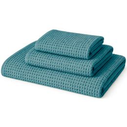 Egeria Handtuch &raquo;LIVA&laquo; 50x100 cm, Waffelpiqu&eacute; Struktur blau Waffelpiqu&eacute;, Baumwolle B/L: 50cmx100cm, 2 Stk., Waffelpiqu&eacute;
