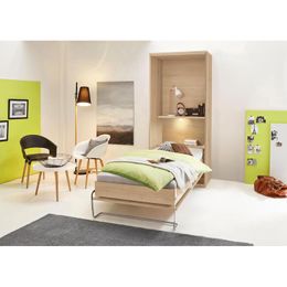 Priess Schrankbett &raquo;Ancona&laquo; mit Regal und LED-Beleuchtung braun LED-Beleuchtung Lattenrost, B/L: 90cm x 200cm Betth&ouml;he: 44cm, kein H&auml;rtegrad, ohne 