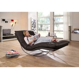 W.Schillig Relaxliege &raquo;daily dreams&laquo; in Waffelkissen-Optik, Schaukelgestell Chrom gl&auml;nzend, in 2 Breiten braun Longlife Xtra-Leder Z59: Glattleder mit