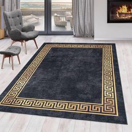 Ayyildiz Teppiche Teppich &raquo;FIESTA 4305&laquo; rechteckig 6 mm H&ouml;he Pflegeleichtes Flachgewebe / Moderner Vintage Orient Look, Ornamente schwarz Polyester B : 160cm 1 Stk., 