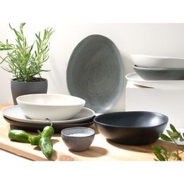 Creatable Tafelservice &raquo;Pietra, Service 8-tlg.&laquo; Teller Set, Eleganz, Organische Grundform, Seidenmatte Oberfl&auml;che grau Steinzeug 8