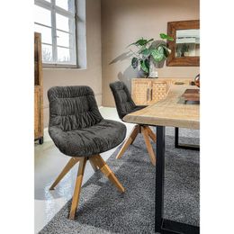 GUTMANN FACTORY Esszimmersessel 2 Stk. tlg. grau 100% Polyester Polyester, Drehfunktion, B/H/T: 55cm x 84cm x 60cm