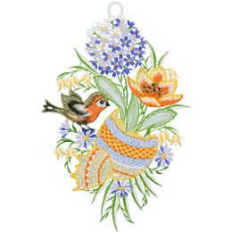 Fensterbild &raquo;Osterei und Vogel&laquo; Made in Germany bunt Polyester B/L: 22cm x 34cm