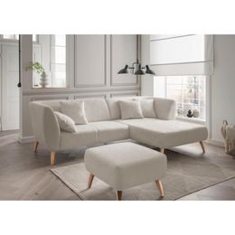 Home Affaire Ecksofa &raquo;Lazio modern und bequem, schmale Armlehnen, tolle Detailverarbeitung&laquo; Holzfu&szlig;farbe w&auml;hlbar, inkl. 4x Zierkissen beige 100% 