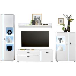 Home Affaire Wohnwand &raquo;LONG ISLAND&laquo; Set, 4 Stk. tlg. wei&szlig; Holzwerkstoff B/H/T: 305cmcm x 200cmcm x 42cmcm