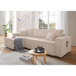 OTTO home Ecksofa &raquo;CASSI L-Form, 241cm - OTTO. Verl&auml;ssliche Qualit&auml;t.&laquo; Schlaffunktion (133/200), Bettkasten, Cord, Unser Tiefpreis beige B/H/T: 241cm 