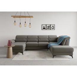Sit & More sit&more Wohnlandschaft &raquo;Sinatra U-Form&laquo; optional mit Kopfteilverstellung und Armteilfunktion, Metallf&uuml;&szlig;e braun 100% Polyester B/H/T: 326cm x 85cm x 