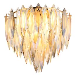 Globo LIGHTING Deckenleuchte &raquo;ELINOR&laquo; E14 1 Stk. Deckenleuchte Gold, K9 Kristalle Rauch/Champagner/Klar, E14 gold 5, &Oslash; 40cm H: 36cm, 1 Stk.