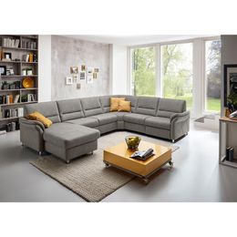 Die PlanBar Wohnlandschaft &raquo;ZE-EM16033 U-Form, Breite 330 cm&laquo; wahlweise mit Kopfst&uuml;tzen und Schlaffunktion grau 100% Polyester B/H/T: 330cm x 262cm, 