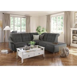 Home Affaire Ecksofa &raquo;Boston L-Form&laquo; Kopfteilverstellung an jeder Sitzfl&auml;che, wahlweise Relaxfunktion grau Struktur (100% Polyester);Luxus-Microfaser 