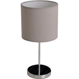 N&auml;ve n&auml;ve Tischleuchte &raquo;New York&laquo; E27 1 Stk. H&ouml;he 38,5cm &Oslash; 18,5cm excl. 1x E27/max. 40W Schirm grau Gestell chrom grau 1, &Oslash; 18,5cm H: 38,5cm, 1 Stk.
