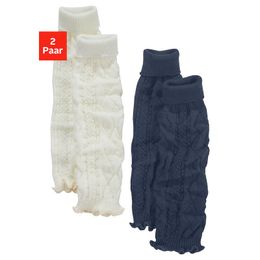 Lavana Damen Stulpensocken &raquo;gestrickte Beinstulpen, Beinw&auml;rmer f&uuml;r Ballett, Tanz und Sport&laquo; Packung, 2 Stk. tlg. mit Zopfstrickmuster blau 