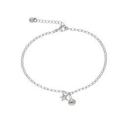 Firetti Fu&szlig;kette &raquo;Schmuck Geschenk K&ouml;rperschmuck Maritim Seestern+Muschel Ankerkette&laquo; silber Edelstahl Fu&szlig;kette