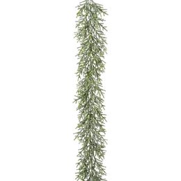 Creativ deco Winterliche Kunstpflanze &raquo;Weihnachtsdeko, Weihnachtsgirlande&laquo; Girlande aus Minizweigen in geeister Optik, L&auml;nge 180 cm gr&uuml;n Kunststoff B/