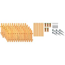 TETZNER & JENTZSCH Lattenzaun &raquo;Houston 3&laquo; 5 Elemente, LxH: 954x80 cm gr&uuml;n Massivholz, Stahl H/L: 80cm x 9,45m, Pfosten: 6 Stk.
