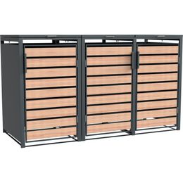 WESTMANN M&uuml;lltonnenbox &raquo;Lacina&laquo; Platz f&uuml;r 3 M&uuml;lltonnen je 240 L, BxHxT: 200x80x116 cm braun Metall, Stahl Einheitsgr&ouml;&szlig;e