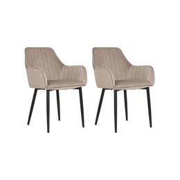 Beliani 2er-Set Esszimmerstuhl WELLSTON in Beige/Schwarz | Gr.: onesize