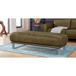 W.Schillig Hocker &raquo;montanaa&laquo; mit Metallkufen in Silber matt, Breite 141 cm gr&uuml;n B/H/T: 141cm x 42cm x 61cm, Longlife Xtra-Leder Z69