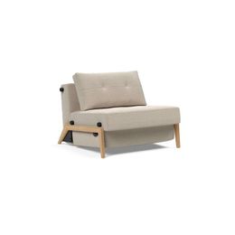INNOVATION LIVING Sessel &raquo;CUBED Schlafsessel, F&uuml;&szlig;e Eiche, Breite 98cm, hoher Sitzkomfort&laquo; beige Flachgewebe, Eiche Beine, Schlaffunktion, B/H/T: 98cm 
