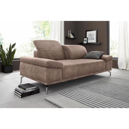 OTTO home 3-Sitzer &raquo;Caluna&laquo; mit Sitztiefen- und Kopfteilverstellung grau Luxus-Microfaser Vintageoptik (100% Polyester);Flachgewebe Mura: (100% 