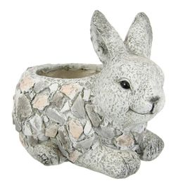 I.GE.A. Pflanzk&uuml;bel &raquo;Blumenk&uuml;bel Hase aus Magnesia&laquo; Blumentopf K&uuml;bel Pflanzgef&auml;&szlig; f&uuml;r Sukkulenten Gartendeko Terrassendeko grau Magnesia B/H/T: 33cm x 