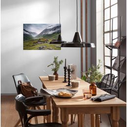 Komar Leinwandbild &raquo;Moody Mountains - Gr&ouml;&szlig;e 60 x 40 cm&laquo; Baum Berge Blumen Bl&auml;tter Foto Jahreszeiten Landschaft Meer Natur Palmen Strand Packung, 1 Stk. tlg.