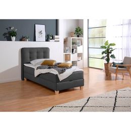 Home Affaire Boxbett inklusive Kaltschaum-Topper und Bettkasten grau Bonellfederkern H3, Liegefl&auml;che B/L: 90cm x 200cm, Gewicht bis: 100 kg H3, 