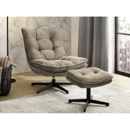 Jockenh&ouml;fer Relaxsessel &raquo;Kasper, B: 76 cm, Sitzh&ouml;he: 47 cm&laquo; Set: mit Hocker, 360&deg; Drehfunktion, Cord beige Cord, inklusive Hocker, Drehfunktion, B/H/T: 76cm x 
