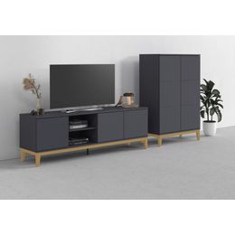 OTTO home Lowboard &raquo;Maryd&laquo; 1 Stk. tlg. Kommode, Untergestell in Holzoptik, Breite 160 cm grau Holzwerkstoff, MDF B/H/T: 160cm x 15cm x 41cm, 3 Stk.