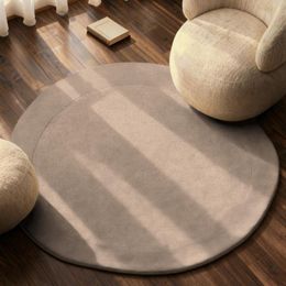 Villeroy & Boch Teppich &raquo;Wollteppich Kivi&laquo; rund 17 mm H&ouml;he Handgewebt, Wolle, Bord&uuml;re, Einfarbig, L&auml;ufer, Wohnzimmer, Organisch beige Nylon, Wolle &Oslash; 160cm 1 Stk., 