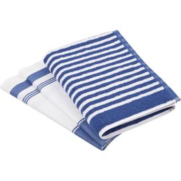 Ross Geschirrtuch &raquo;Exclusiv&laquo; 1x K&uuml;chen-Frottiertuch (Streifen) und 2 Geschirrt&uuml;cher (Gartenkr&auml;uter) blau 100% Baumwolle, 50% Baumwolle, 50% Leinen 3 