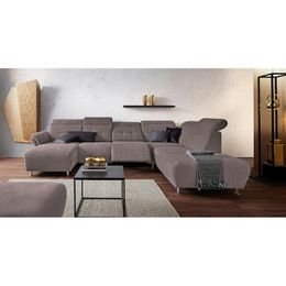 Home Affaire Wohnlandschaft &raquo;Manhattan U-Form&laquo; 2 Sitze mit elektrischer Relaxfunktion, verstellbare Armlehnen grau Luxus Microfaser2 (90% Polyester, 