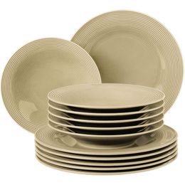 Seltmann Weiden Tafelservice &raquo;Teller Set, Geschirr-Set Beat&laquo; mit Rillendekor, 12 Teile, f&uuml;r 6 Personen beige Porzellan 12 Stk.