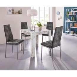 OTTO home Essgruppe Set, 5 Stk. tlg. Tischgruppe f&uuml;r kleine R&auml;ume grau B/H/T: 80cm, Microfaser