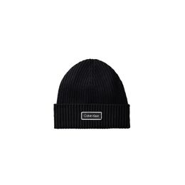 Calvin Klein Damen Beanie &raquo;PATCH CHUNKY RIB COTTON BEANIE&laquo; Regular fit mit aufgen&auml;htem Markenlogo schwarz Einheitsgr&ouml;&szlig;e