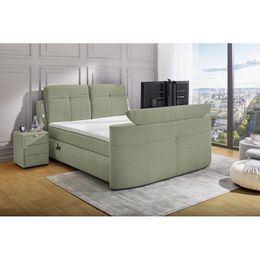Jockenh&ouml;fer Boxspringbett &raquo;MOVIESTAR, mit Taschenfederkernmatratze H3-H4, inkl. LED-Beleuchtung&laquo; wahlweise Strukturstoff-Bezug oder Microfaser-Bezug, 180x200cm 
