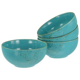 Creatable Schale &raquo;Nature Collection, Buddha Bowl 4-tlg&laquo; 4 Stk. aus Steinzeug Handwerklicher Look, Vintage, H&ouml;he 7,5 cm blau Steinzeug &Oslash; 17,5cm