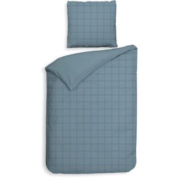 Wendebettw&auml;sche &raquo;Diamante&laquo; 2 Stk. kariert, hochwertiges Mako-Satin, Bettw&auml;sche ab 135x200 cm. blau Mako-Satin, Obermaterial: 100% Baumwolle B/L: 135cm