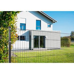Peddy Shield Einstabmattenzaun 75 cm hoch, 5 Matten f&uuml;r 10 m Zaun, mit 6 Pfosten grau Stahl H/L: 75cm x 10m, Pfosten: 6 Stk.