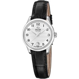 Jaguar Damen Quarzuhr &raquo;Essentia&laquo; Armbanduhr, Damenuhr, Swiss Made, Lederarmband, Saphirglas,Datum schwarz Einheitsgr&ouml;&szlig;e