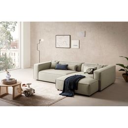 LeGer Home by Lena Gercke Ecksofa &raquo;PIARA XXL Leinenoptik, Big-Sofa, L-Form&laquo; wahlweise Ottomane rechts/links, Kedernaht, extra tiefe Sitzfl&auml;che gr&uuml;n 