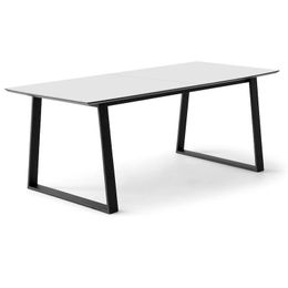 Esstisch &raquo;Meza Designtisch mit Auszugsfunktion und 2 Einlegeplatten&laquo; bootsf&ouml;rmige Tischplatte MDF,Trapez gestell, in zwei Breiten wei&szlig; Tischplatte: 