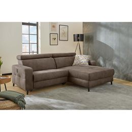 Jockenh&ouml;fer Ecksofa &raquo;Doppio L-Form, B: 247 cm, mit elektr. Relaxfunktion und&laquo; Kopfteilverstellung, USB-Anschluss, induktive Ladestation & Zierkissen braun Korpus: