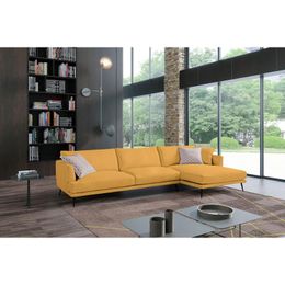 Egoitaliano Ecksofa &raquo;Sophia, Designsofa mit extrakomfortablem Sitzkomfort, Breite 274cm&laquo; mit Daunenfederung, L-Form gelb Leder &raquo;BULL&laquo; (echtes Rindsleder). 