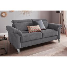 Sit & More sit&more 2,5-Sitzer &raquo;Arngast&laquo; inklusive Federkern und Kopfteilverstellung grau B/H/T: 186cm x 84cm x 93cm, Luxus-Microfaser, R&uuml;ckseitemit Stoff 