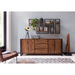 Sit Sideboard &raquo;Florenz Akazienholz Kommode mit Baumkante & Metallgestell&laquo; Akazienholz mit nat&uuml;rlichen Holzkanten & Metallgestell beige Massivholz, 